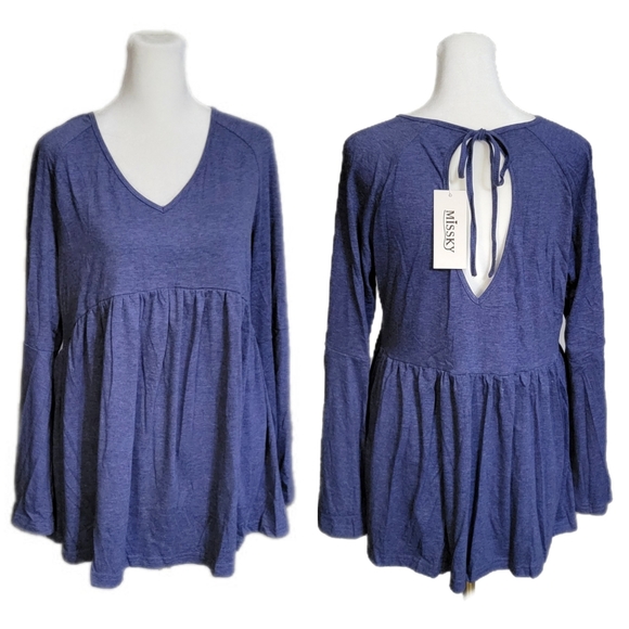 Missky | Tops | Nwt Missky Womens Soft Stretch Open Back Tunic Blouse ...